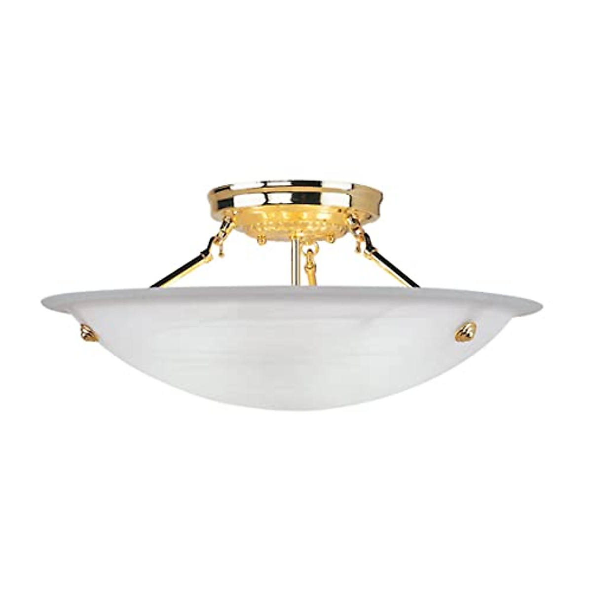 Livex Lighting 4274-02 Flush Mount with White Alabaster Glass Shades, Polished Brass