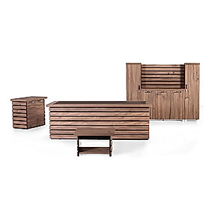 Casa Mare 87" Wood Office Furniture Set of 4pcs | Executive Desk w/Leather Pad | Large Storage Cabinet w/Chrome Handles & Legs | Modern File Cabinet | Coffee Table | Sturdy Farmhouse Home Workstation