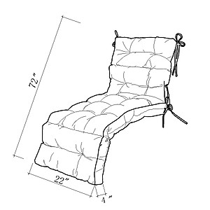 ARTPLAN Outdoor Chasie Lounge Tufted Thick Cushion with Ties,Replacement Wicker Chair Cushion for Paito Fruniture,72x22x4inches,All Weather, Lake Blue