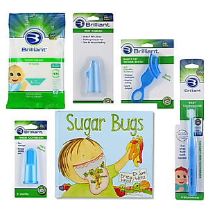 Baby Buddy Infant Oral Care 5pc Gift Set, Blue, Includes Tooth Tissues, Finger Toothbrush, Wipe-N-Brush, Baby's 1st Toothbrush, Baby Toothbrush, & Sugar Bugs Childrens Oral Care Story Book
