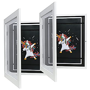 FrameWorks 10” x 12.5” White Wooden Kid Art Frame with Gallery Style Edges, Tempered Glass, and Elastic Straps 2-Pack