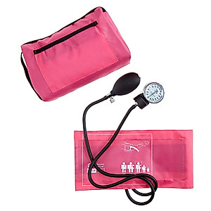 EMI Deluxe Aneroid Sphygmomanometer Manual Blood Pressure Monitor Adult Cuff Set with Case - #217 (Pink)