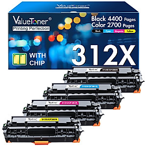 Valuetoner Remanufactured Toner Cartridge Replacement for HP 312X 312A 305A 305X for Laserjet Pro 400 Color M451dn M451dw M451nw M475dw MFP M476nw M476dn M476dw Printer (Black,Cyan,Magenta,Yellow)
