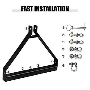 3 Point Trailer Hitch Receiver, Heavy Duty Drawbar Traile Hitch Cat 1, Quick Hitch Tractor Attachments Compatible (Black)