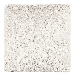 Safavieh Shag Modish Throw Pillow, 12"x22", Metallic Snow