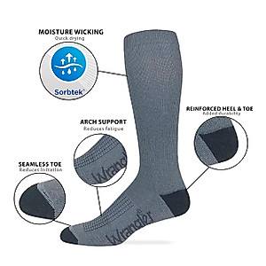 Wrangler Mens Ultra Dri Sorbtek Seamless Toe Tall Boot Socks 3 Pair Pack (Large, Grey)