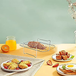 IUKOENTE Air Fryer Rack, 304 Stainless Steel Multilayer Dehydrator Rack For Double Boiler Air Fryers, Air Fryer Accessories Compatible with 4QT to 8QT Air fryer basket.