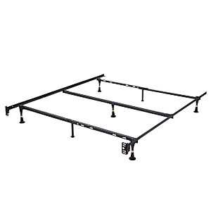 KB Designs – Heavy Duty Metal Queen Size Bed Frame with Center Support, (Glide Legs)