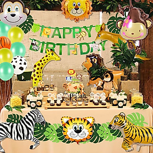 12PCS Jungle Safari Animals Balloons Walking Animal Balloons Giant Animal Walking Foil Balloon Set Kids Animal Theme Party Balloons Monkey, Tiger, Lions, Zebra, Elephant, Giraffe Jungle Theme Balloons