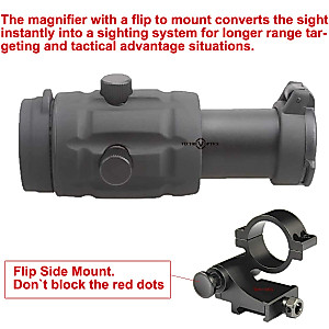 TAC Vector Optics Rubber Armored 3X Magnifier Holographic Red Dot Sight Scope Flip to Side QD Weaver Mount Color Black