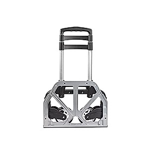 Ultimaxx Professional Heavy-Duty 150 Pound (lb) Capacity Aluminum Folding Hand Truck/Luggage Cart (Black/Silver) with Adjustable Handle, Folding Away Wheels, and Bungee Cord