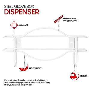 Stock Your Home (White) Metal Single Gloves Dispenser, Tissue Box Shelf, Glove Box Holder Wall Mount, for Kitchen, Cleaning Closet, Lab, Exam, Office