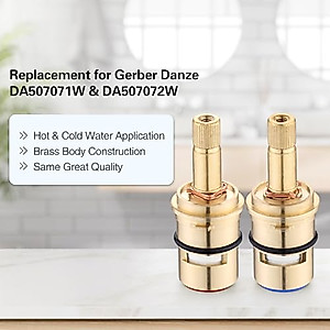 Faucet Cartridge Replacement Compatible with Gerber Danze DA507071W & DA507072W, Ceramic Disc Cartridge Round Stem, Cold Hot Cartridge Replacement
