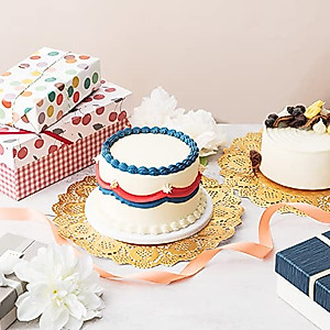 200 Pcs Gold Paper Doilies for Tables Set Lace Round Paper Placemats Decorative Disposable Placemats Doily Paper Pad for Dinner Plates Cake Dessert Crafts Wedding Tableware Party Decor (12 Inch)