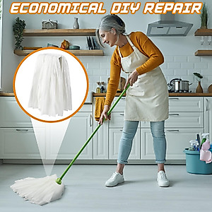 Yoande Disposable Industrial Mop Head Replacement 6 Inch Commercial White Mop Head Refill Lint Free Mop Non Woven Cut End Mop Head for Floor Cleaning Wet Indoor Outdoor Home Industrial Use(12 Pcs)