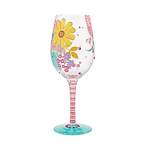 Enesco Designs by Lolita Best Mom Ever Hand-Painted Artisan Wine Glass, 15 Ounce, Multicolor