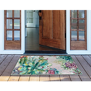 Brumlow Mills Succulent Floral Garden Area Rug for Dining Room or Kitchen Mat, Bedroom Doorway and Entryway Rug, 1'8" x 2'10", Green