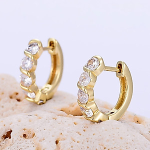 Dreamfox 8 Pairs Huggie Hoop Earrings Small Hypoallergenic 14K Gold Plated Huggie Earrings For Women Simple Huggie Hoops Christmas Gift For Women (Gold-2)