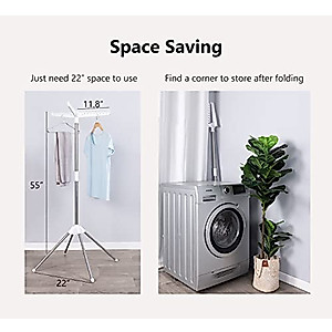 CLESUZ Portable Clothes Rack, Heavy Duty Tripod Foldable Drying Rack Fit in Carry-on Baggage for Home and Travel…