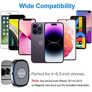 Kaistyle Magnetic Phone Holder for Car【Dash +Vent】 iPhone Magnetic car Mount for Cell Phone【Super Magnets】 Phone Holders for Your Car Magnetic Phone Mount Holder for All Smartphones & Tablet