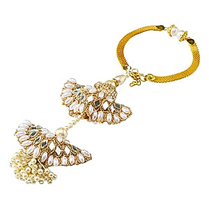 HATHKAAM Rakhi Lumba Set Designer Rakhi with Kundan Lumba for Brother Bhabhi Traditional Handmade Rakhi Lumba Set for Bhai Bhabhi Lumba Rakhi Set for Bhaiya Bhabhi Gift for Rakhsha Bandhan (HKRL017A)