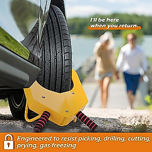 Tevlaphee Wheel Lock - Car Boot Anti-Theft Trailers Wheel Clamp Lock Parking Boot for Cars, Trucks, SUVs, Campers
