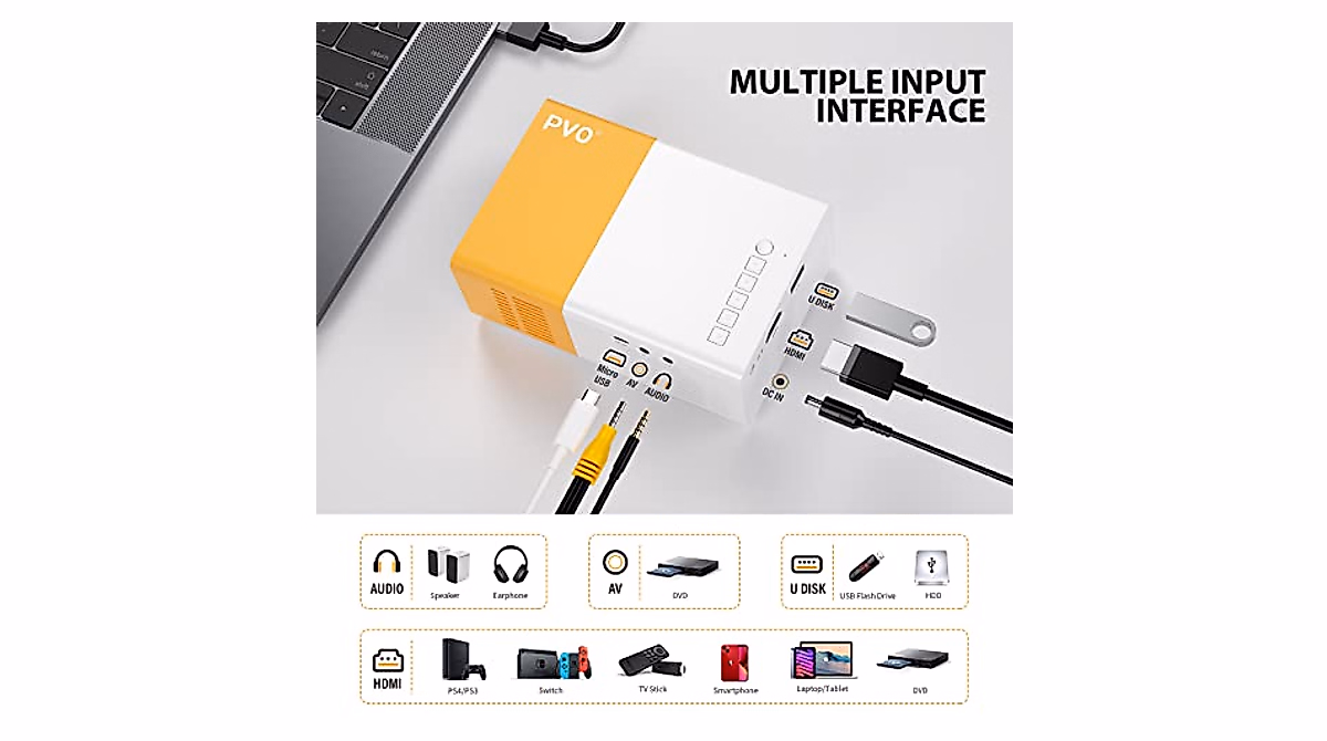 Portable Mini Projector for Kids, Cartoons & Movies