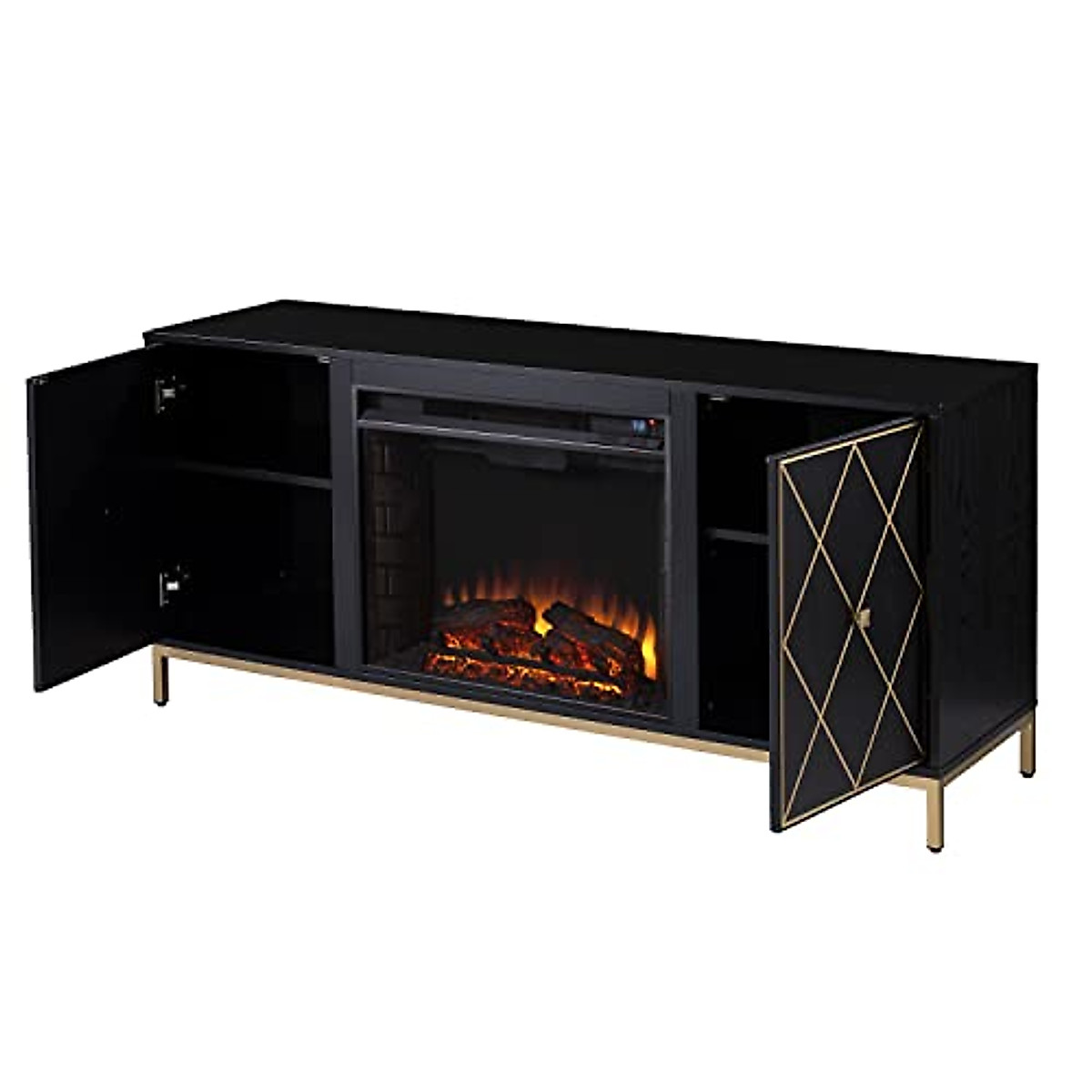 SEI Furniture Marradi Electric Fireplace w/Media Storage, Black