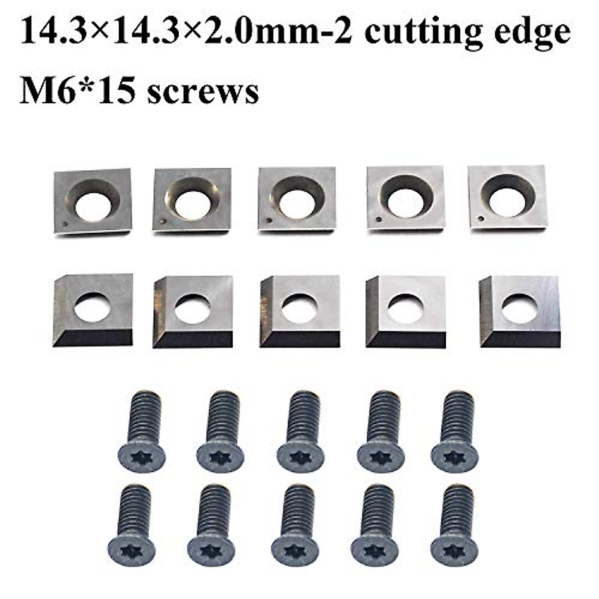 Carbide Inserts Cutters Knives 14.3mm Square Replacement 2 Cutting Edges for Cutech Tool Planer Jointer 40700H-CT 4700HC-CT 40100H-CT 40600H-80100-CT 40200H-CT 40600HC-80100-CT 40200HC-CT Head 10pc
