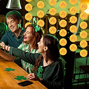 12 Strings St Patricks Day Gold Coins Garland No DIY St Patricks Day Banner for St Patricks Day Decorations Coins Window Hangings, St Patricks Day Garland for Coins Hanging Decorations