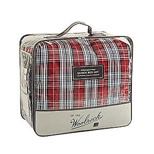 Woolrich Rustic Lodge Cabin Comforter Set- Down Alternative Warm Bedding and Matching Shams King Williamsport, Red Plaid, 4 Piece