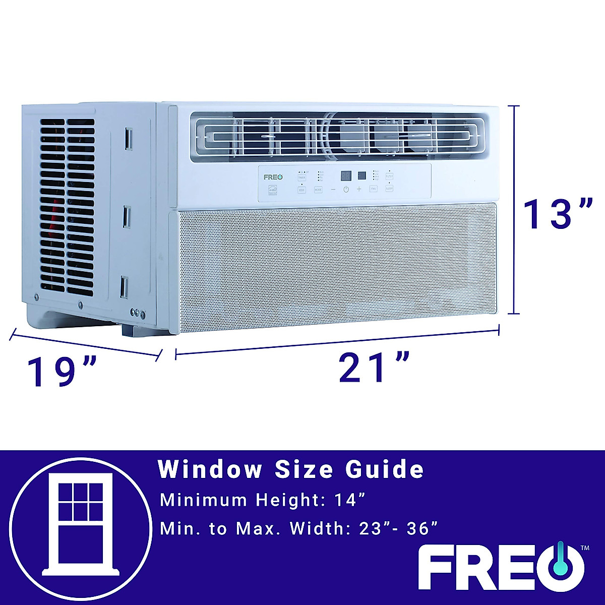 Freo 6,000 BTU Window Conditioner | Ultra Quiet | Energy Star | LED Display | Follow Me Remote | Dehumidifier | Adjustable Air Flow | AC for Rooms up to 250 Sq. Ft | FHCW061AUQ, 1.5 pints/h, White