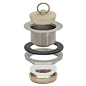 EZ-FLO Stainless Steel Laundry Tray Plug with Rubber Stopper Strainer, Heavy-Duty Sink Stopper for Bathtub or Bathroom, 30041