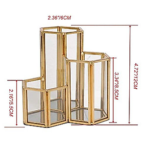 K COOL Decorative Makeup Brush Holder Pen Pencil Holder for Desk Organizer Gold Glass Cosmetic Display Cases Pot for Women Girls