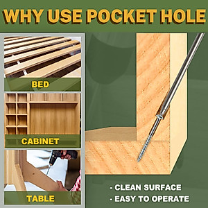 Pocket Hole Screws, LIONMAX Wood Screws #8 x 1-1/4" 600PCS Washer Head with Coarse Thread, Square Drive Self Tapping, for Indoor Use, Zinc Plated, 150MM Drive Bit Included