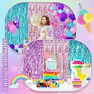 Jutom 6 Pieces Foil Fringe Backdrop Party Fringe Curtain 3.3 x 6.6 ft Tinsel Streamer Backdrop for Graduation Ocean Sea Birthday Wedding Baby Shower Holiday(Light Purple, Light Pink, Blue Green)