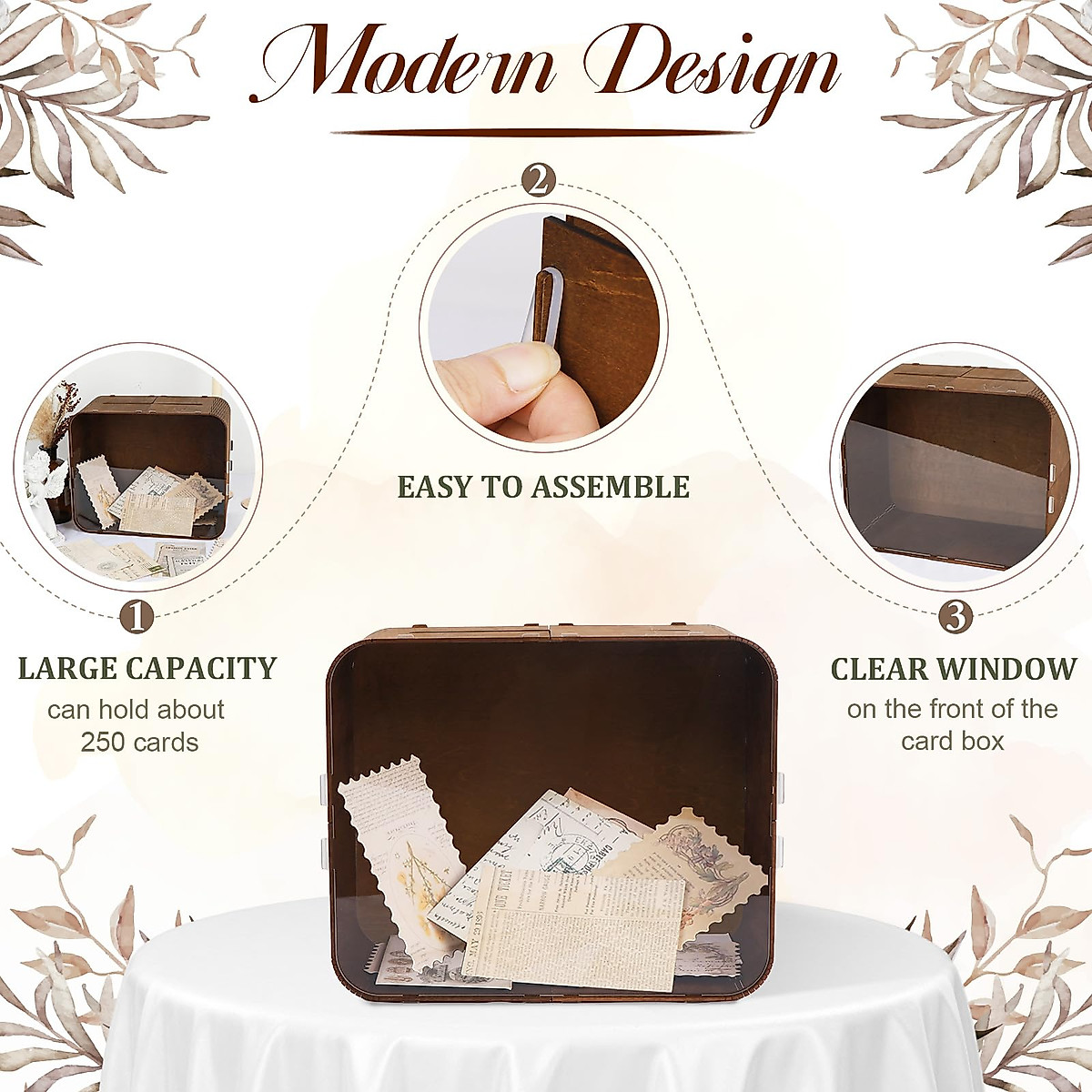 OurWarm Wooden Wedding Card Box for Reception, Rustic Gift Card Box for Wedding with Acrylic Window, Large Wedding Envelope Money Card Box for Party Graduation Birthday Baby Shower Decorations