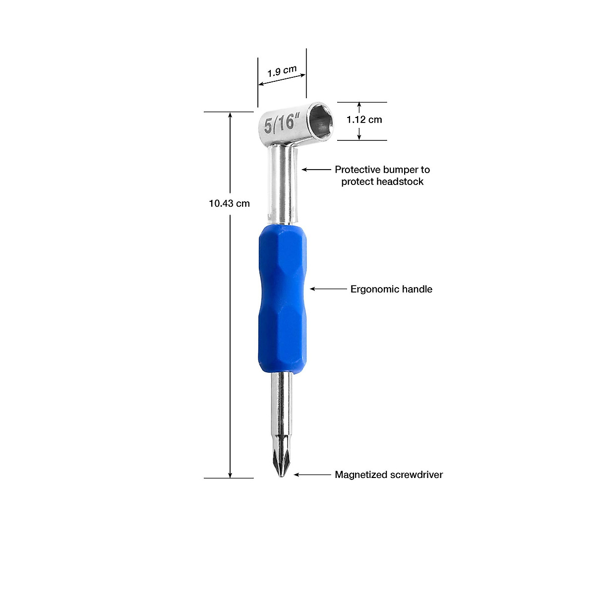 MusicNomad MN232 Premium Truss Rod Wrench - 5/16", Plus Magnetized Screwdriver