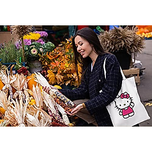 Cute Canvas Tote Bag - Cat Gifts for Women - Cat Gifts for Cat Lovers - Cat Mom Gifts - Birthday Bags for Cat Lover Gifts - Reusable Cat Tote Bag - Large Book Tote Bag (Hello Catty)