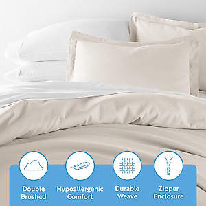 ienjoy Home Hotel Collection Soft Brushed Microfiber Duvet Cover Set, Queen, Ivory