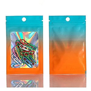 Xeahung 100 Pack Smell Proof Mylar Bags for Candy Storage Resealable Mylar Bags with Rront Window Mylar Bags for Food Storage Mylar Bags 4x6 (blue and orange)