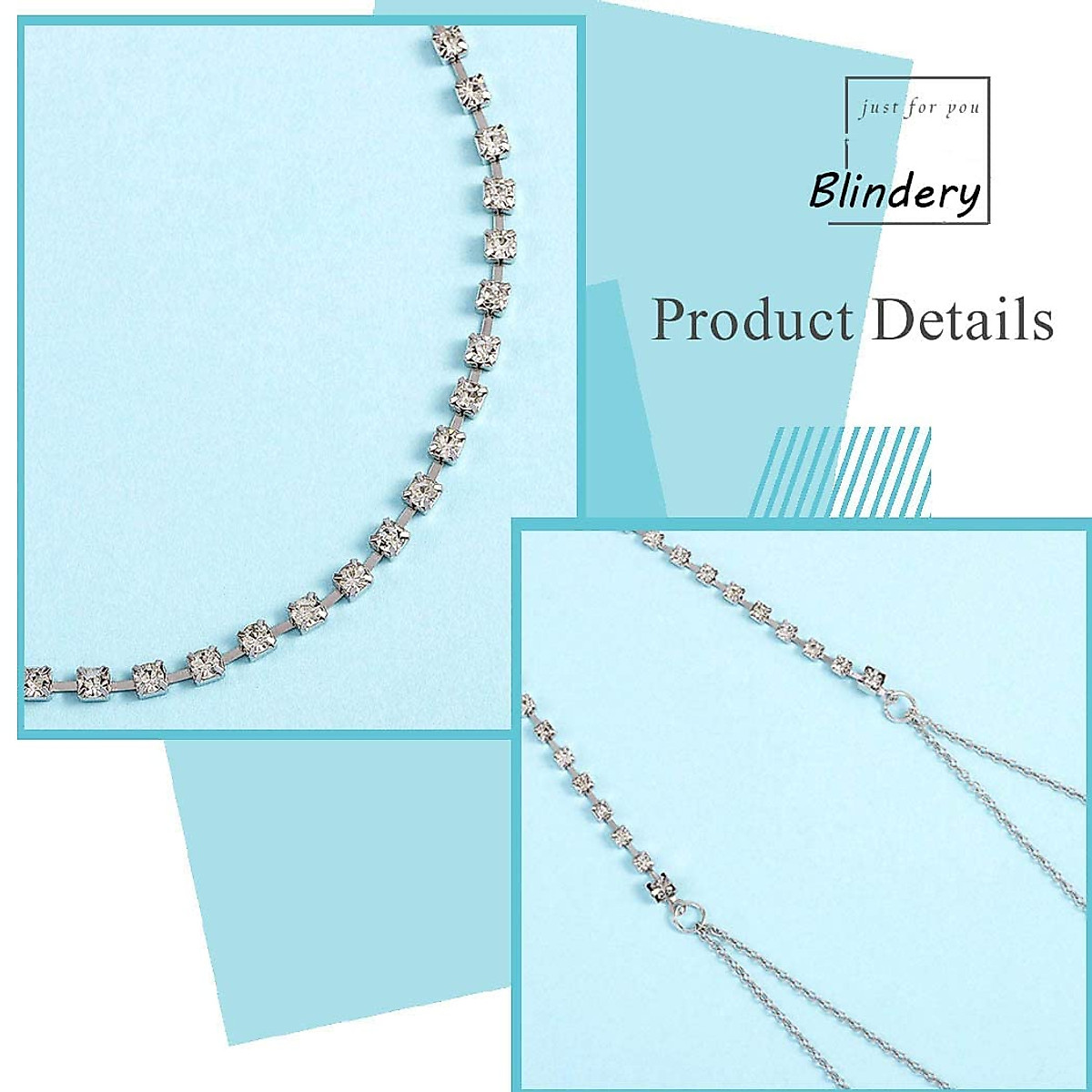 Blindery Sexy Body Chains Silver Rhinestone Belly Waist Chain Beach Body Jewelry Party Body Accessory for Women