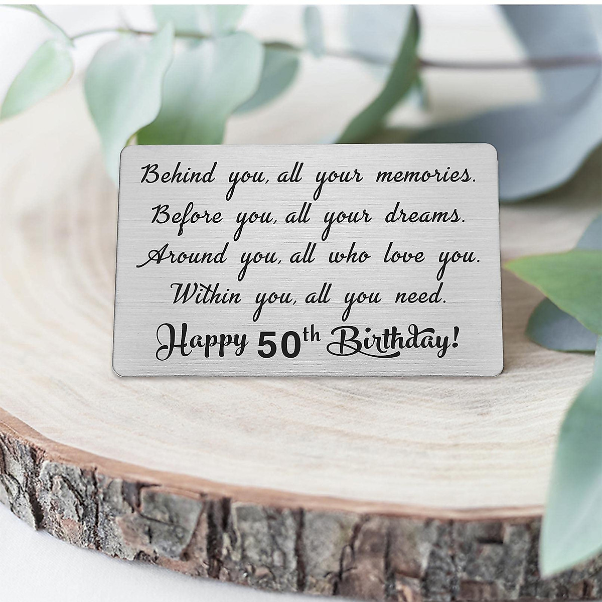 CPLJW 50th Year Old Happy Birthday Wallet Card Gifts, 50th Birthday Decorations for Women Men Engraved Funny Thoughtful Presents