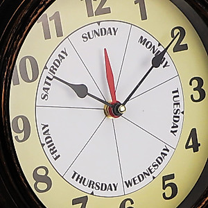 12 Inch Wall Clock, Classic Number Clocks, Decorative Clocks, Time & Day of The Week Wall Clock, Modern Round Clock for Home, Kitchen, Bathroom, Garden, Office(Bronze)