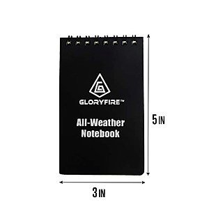 GLORYFIRE Waterproof Notebook All Weather Shower Pocket Tactical Notepad with Cover Steno Pad Memo Book (black 5pcs)