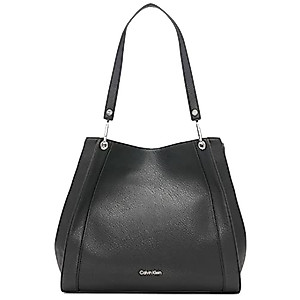 Calvin Klein Reyna Novelty Large Triple Compartment Shoulder Bag, Black/Silver Combo