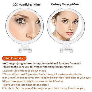 5Inch,20X Magnifying Mirror, Two Sided Mirror, 20X/1X Magnification, Folding Makeup Mirror with Handheld/Stand,Use for Makeup Application, Tweezing, and Blackhead/Blemish Removal. (Black)
