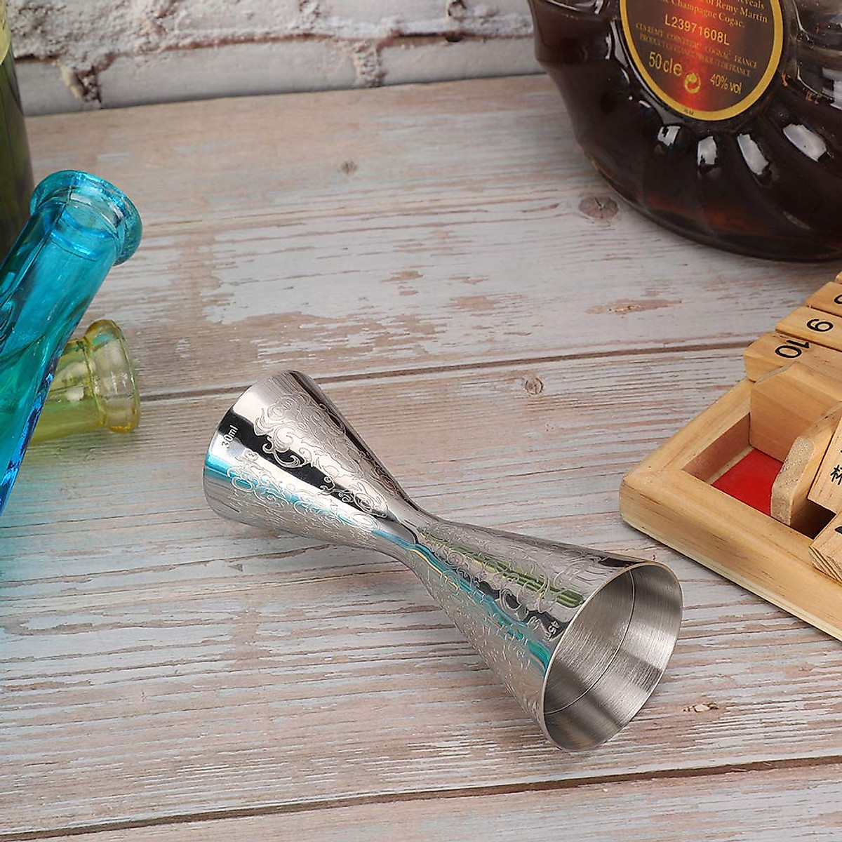 Fdit Double Cocktail Jigger,Stainless Steel, 4.6-Inches, 1 oz to 1.5 oz Measure Cup Professional Japanese Bar Jigger