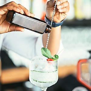 Homestia 304 Stainless Steel Mixing Spoon, Alloy Pineapple Decorative 12 Inches Bar Spoon with Spiral Pattern Long Handle, High-End Drink Stirrers, Cocktail Stirrer for Layering Drinks (Silver)