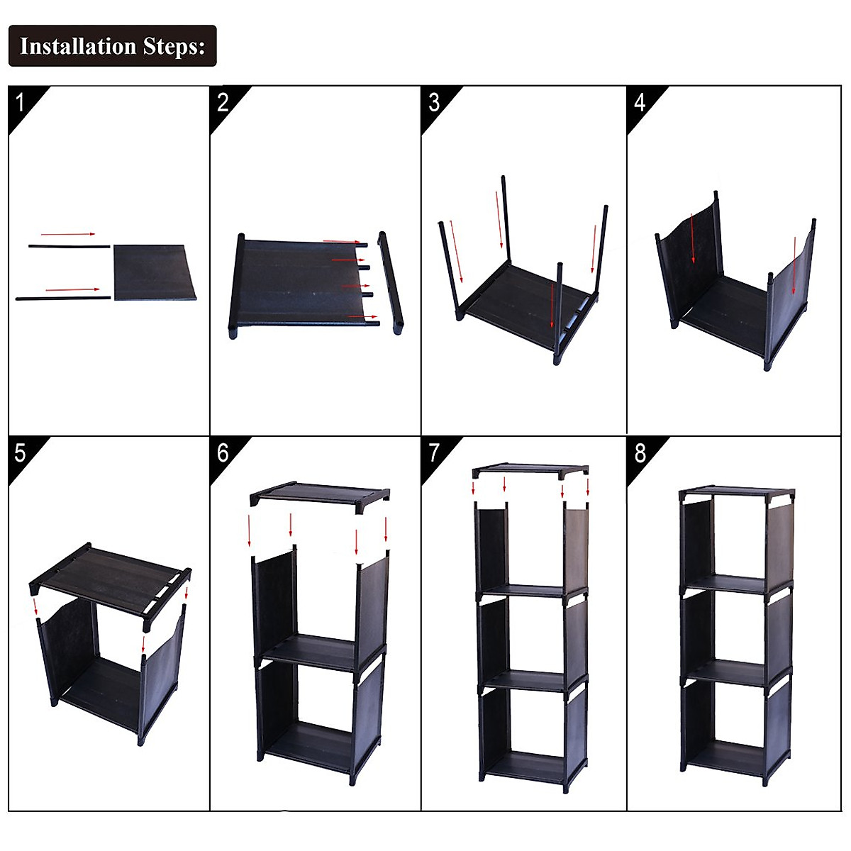 Wishwill Cube Storage Organizer, 3 Cube Storage Organizer Shelf,DIY Storage Book Shelf Toy Shelf Modular Bookcase Closet Cabinet in Living Room,Children's Room, Bedroom(Black)